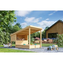 Nordic Holz Sandkasten &raquo;PIPPI 1&laquo; Spielelement mit &Uuml;berdachung, BxTxH: 164x220x179 cm beige Massivholz B/H/T: 164cm x 178,98cm x 220cm
