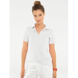Heine Damen Polo-Shirt, Wei&szlig;, Gr. 42, T-Shirts, Material: Baumwolle