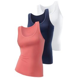 H.I.S. H.I.S Damen Tanktop, bunt, Basic, Gr. 32, unifarben, Feinripp, Obermaterial: 100% Baumwolle, Tops, aus luftiger Rippqualit&auml;t aus Baumwolle
