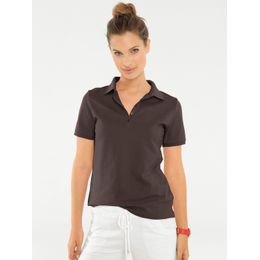 Heine Damen Polo-Shirt, Braun, Gr. 44, T-Shirts, Material: Baumwolle