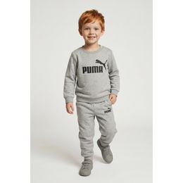 Puma Jungen Trainingsanzug "MINICATS ESS CREW SET FL INF", grau, Gr. 68, unifarben, Fleece, Obermaterial: 68% Baumwolle, 32% Polyester, Sportanz&uuml;ge,