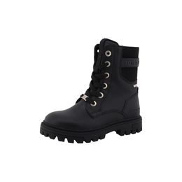 Tom Tailor M&auml;dchen Winterboots, Gr. 38, schwarz, Elastischer Einsatz, Lederimitat, unifarben, Schuhe, Schn&uuml;rstiefelette, Winterstiefelette mit