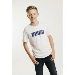 Puma Jungen T-Shirt "ESS LOGO LAB STORY 2 TEE B", wei&szlig;, Gr. 164, unifarben, Jersey, Obermaterial: 100% Baumwolle, Shirts, Regular Fit, Kurzarm,