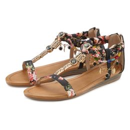 Lascana Damen Sandale "offener Schuh", Gr. 39, bunt, Obermaterial: 100% Textilmaterial. Decksohle: 100% Lederimitat. Futter: 100% Lederimitat.