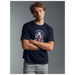 TRIGEMA Herren T-Shirt "TRIGEMA T Shirt mit Leuchtturm Motiv", blau, Basic, Gr. 4XL, Single Jersey, 100% Baumwolle, Shirts