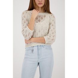 monari Damen Strickpullover &raquo;Pullover Ajour&laquo; Regular fit mit gl&auml;nzenden Details beige 46
