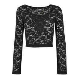 Urban Classics Damen Langarmshirt "Urban Classics Damen Ladies Cropped Lace Longsleeve", schwarz, Gr. XL, unifarben, 94% Polyamid, 6% Elasthan, Shirts