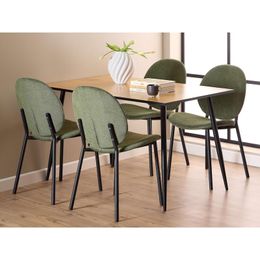 ACTONA GROUP Esszimmer-Set &raquo;Esspruppe, Speisetisch mit Wohnzimmerst&uuml;hlen&laquo; Komplett-Set, 1x Tisch + 4x Stuhle, 5 Stk. tlg. beige MDF B/H/T: 120cmcm x 
