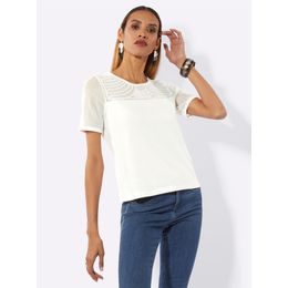 CR&Eacute;ATION L CREATION L Damen Kurzarmshirt "Mesh-Shirt"ecru, Gr. 38, unifarben, 95% Polyester, 5% Elasthan, Shirts