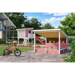 Nordic Holz Sandkasten &raquo;PIPPI 2&laquo; Spielelement mit &Uuml;berdachung, BxTxH: 214x270x179 cm rosa Massivholz B/H/T: 214cm x 178,98cm x 270cm