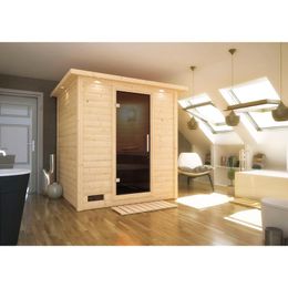 Karibu Sauna &raquo;Menja&laquo; Set, ohne Ofen beige ohne Ofen, (ohne Ofen)