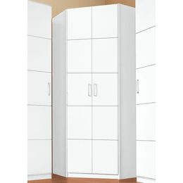 Priess Eckkleiderschrank &raquo;Bilbao&laquo; mit 3 verschiedenen Fronten wei&szlig; B/H/T: 193cm x 36cm,mit Aufleistungen