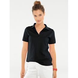 Heine Damen Polo Shirt, Schwarz, Gr. 46, T-Shirts, Material: Baumwolle