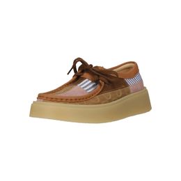 Clarks Damen Schn&uuml;rschuh "Torview", Gr. 39,5, bunt, Leder, Schuhe, mit Uni-Streifen und Monogramm-Prints