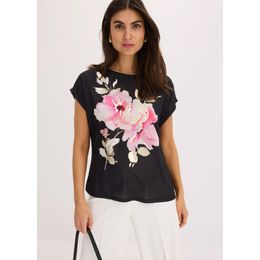 bonprix Damen T-Shirt, schwarz, Gr. 48, Obermaterial: 95% Viskose, 5% Elasthan. Obermaterial 2: 100% Polyester, Shirts, lockere Passform, mit