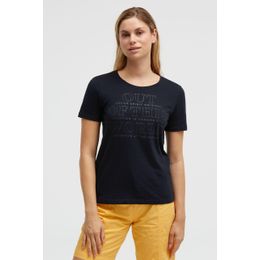 SOCCX Damen Rundhalsshirt, schwarz, Gr. XS, bedruckt, Single Jersey, Material: 100% Baumwolle, Shirts, mit Necktape