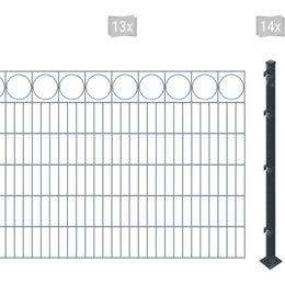 Arvotec Doppelstabmattenzaun &raquo;ESSENTIAL 120 zum Aufschrauben "Ring" mit Zierleiste&laquo; Zaunh&ouml;he 120 cm, Zaunl&auml;nge 2 - 60 m grau Kunststoff, Stahl H/L: 120cm x 