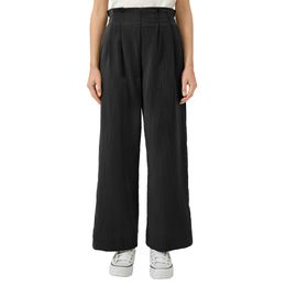 QS Damen Webhose, schwarz, Gr. 40, unifarben, Web, Obermaterial: 53% Viskose, 35% Polyester, 12% Polyamid, Hosen, weites Bein mit Gummzug am Bund
