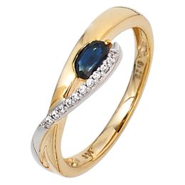 Jobo Damen Goldring "Saphir-Ring mit Zirkonia", 52, Gelbgold 333 Wei&szlig;gold 333, gold, Gelbgold 333, Wei&szlig;gold 333, Fingerringe, 8 Karat 333 Gelbgold