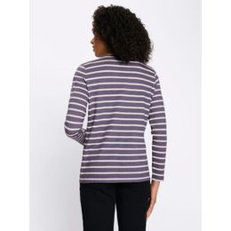 Classic Basics Damen Langarmshirt "Ringelshirt"feige, ecru, geringelt, Gr. 48, gemustert, gestreift, 100% Baumwolle, Shirts