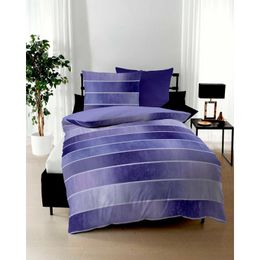 Kaeppel Wendebettw&auml;sche &raquo;TIMELESS 100% Baumwolle&laquo; 3 Stk. mit breiten Streifen, Wendeoptik, Markenrei&szlig;verschluss lila Mako-Satin, Obermaterial: 100% Baumwolle 
