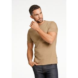 LINDBERGH Herren Kurzarmshirt "T-Shirt (Kurzarm) Relaxed Fit", beige, Gr. XL, unifarben, Obermaterial: 100% Baumwolle, Shirts