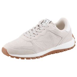 Marc O'Polo MARC O'POLO Damen Sneaker "Bella", Gr. 40, beige, Glattleder, Veloursleder, unifarben mit Farbeinsatz, Schuhe, Schn&uuml;rschuh, Freizeitsneaker,