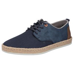 Rieker Herren Schn&uuml;rschuh, Gr. 41, blau, Lederimitat, Textil, Schuhe, Halbschuh, Sneaker, Schn&uuml;rer mit Bastumrahmung an der Laufsohle