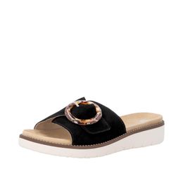 Remonte Damen Pantolette, Gr. 39, schwarz, Ziegenveloursleder, unifarben, Basic, Schuhe, Sommerschuh, Hausschuh mit praktischem Klettverschluss