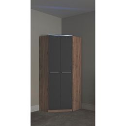 Priess Eckkleiderschrank &raquo;Barcelona Kleiderschrank Eckl&ouml;sung Raumwunder&laquo; in 2 Tiefen Schrank Eckschrank Garderobe schwarz Holzwerkstoff B/H/T: 78cm x 