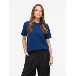 Vila Damen Kurzarmshirt "VINORA S/S T-SHIRT - NOOS", blau, Gr. XS, unifarben, Jersey, Obermaterial: 96% Baumwolle, 4% Elasthan, Shirts,