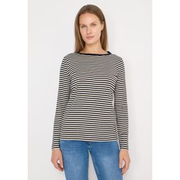 Cecil Damen Langarmshirt, schwarz-wei&szlig;, Gr. L, gestreift, Web, 76% Baumwolle, 24% Modal, Shirts, im soften Baumwoll-Mix