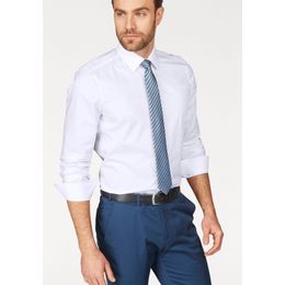 OLYMP Herren Businesshemd "Level Five body fit", wei&szlig;, Gr. 45, Web, Obermaterial: 97% Baumwolle, 3% Elastolefin, Hemden, mit extra langem &Auml;rmel