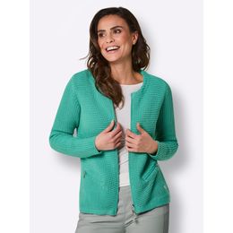Damen Strickjacke, gr&uuml;n, Gr. 38, CREATION L PREMIUM, unifarben, 70% Lyocell, 30% Baumwolle, Strickjacken