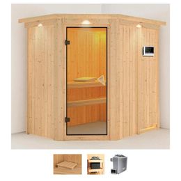 Karibu Sauna &raquo;Clara&laquo; Set, Ofen 9 KW externe Strg easy beige Saunaofen, externe Steuerung, 9 kW