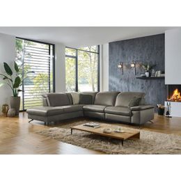 Die PlanBar Ecksofa &raquo;PN-EM20091, L-Form, Breite 297 cm&laquo; inkl. Kopfteilverstellung, optional elektr. Relaxfunktion u. Stauraum grau B/H/T: 297cm x 