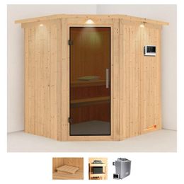 Karibu Sauna &raquo;Siirin&laquo; Set, Ofen 9 KW externe Strg easy beige Saunaofen, externe Steuerung, 9 kW