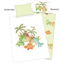 Baby Best Babybettw&auml;sche &raquo;Dinos&laquo; 2 Stk. mit liebevollem Motiv bunt Renforc&eacute;, Obermaterial: 100% Baumwolle B/L: 100cm x 135cm, 1 Stk., 1 Stk., Renforc&eacute;, B/L: 