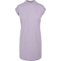 Urban Classics Damen Shirtkleid "Urban Classics Damen Ladies Turtle Extended Shoulder Dress", lila, Gr. M, unifarben, 100% Baumwolle, Kleider