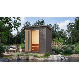 Karibu Saunahaus &raquo;Talo 1&laquo; Set, Ofen 9 kW integr. Strg grau Saunaofen, integrierte Steuerung, (ohne Ofen)