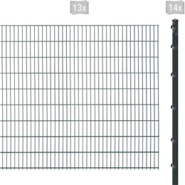 Arvotec Doppelstabmattenzaun &raquo;ESSENTIAL 183 zum Einbetonieren&laquo; Zaunh&ouml;he 183 cm, Zaunl&auml;nge 2 - 60 m grau Kunststoff, Stahl H/L: 183cm x 26m, Pfosten: 14 Stk.