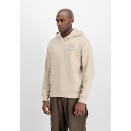 Herren Hoodie "Logo Hoodie Backprint", beige, Gr. M, Alpha Industries, Obermaterial: 80% Baumwolle, 20% Polyester, Sweatshirts