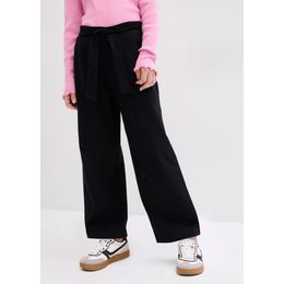 bonprix M&auml;dchen Culotte, schwarz, Gr. 164, unifarben, Jersey, Obermaterial: 95% Baumwolle, 5% Elasthan, Hosen, l&auml;ssig, Jersey, mit Elastikbund,