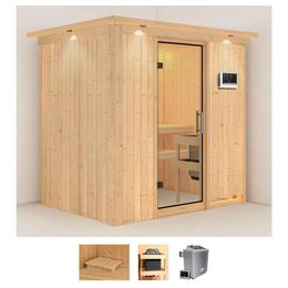 Karibu Sauna &raquo;Bedine&laquo; Set, Ofen 9 KW externe Strg easy beige Saunaofen, externe Steuerung, 9 kW