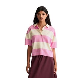 Marc O'Polo Damen Poloshirt "aus Crinkled Organic Cotton-Mix", rosa, Gr. XS, MARC O'POLO DENIM, unifarben, Obermaterial: 81% Baumwolle, 19% Polyamid, Shirts
