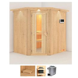 Karibu Sauna &raquo;Siirin&laquo; Set, Ofen 9 KW externe Strg easy beige Saunaofen, externe Steuerung, 9 kW