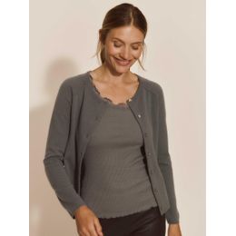 rosemunde Damen Strickjacke "Laica cardigan mit Wolle und Kaschmir", grau, Gr. M, unifarben, Strick, Obermaterial: 70% Wolle, 30% Kaschmir,