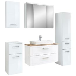 Badm&ouml;bel-Set &raquo;Serie 3007,7-teilig, mit T&uuml;rd&auml;mpfern&laquo; 7 Stk. tlg. wei&szlig; Spanplatte B/H/T: 160cmcm x 200cmcm x 44,5cmcm