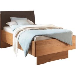 Wiemann Holzbett &raquo;Cardiff, Bettgestell, Bettrahmen, teilmassiv, mit Polsterkopfteil&laquo; Belastbarkeit 110/220 Kg, 4-fache h&ouml;henverstellbar, MADE IN 