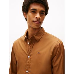 Tommy Jeans Herren Langarmhemd "Sabim Stretch Shirt", braun, Gr. XXL, Web, Obermaterial: 97% Baumwolle, 3% Elasthan, Hemden, Stretch Hemd, Premium,